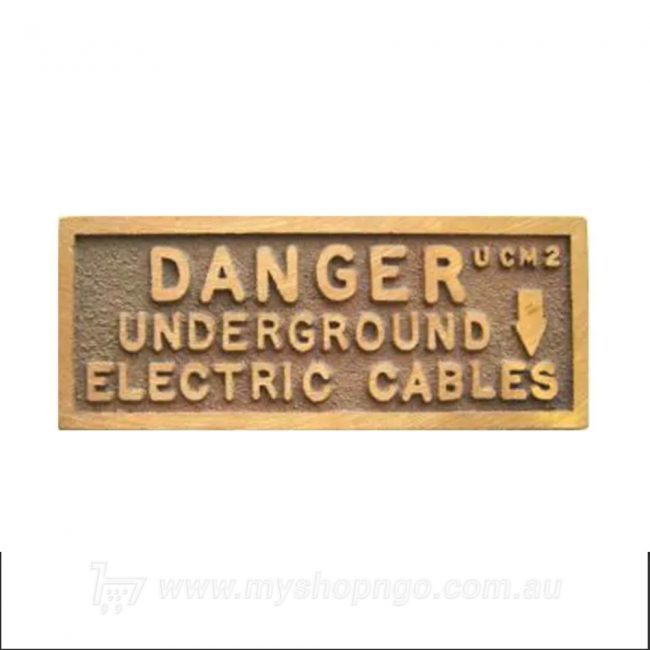 Danger plate, copper alloy, underground electric cables